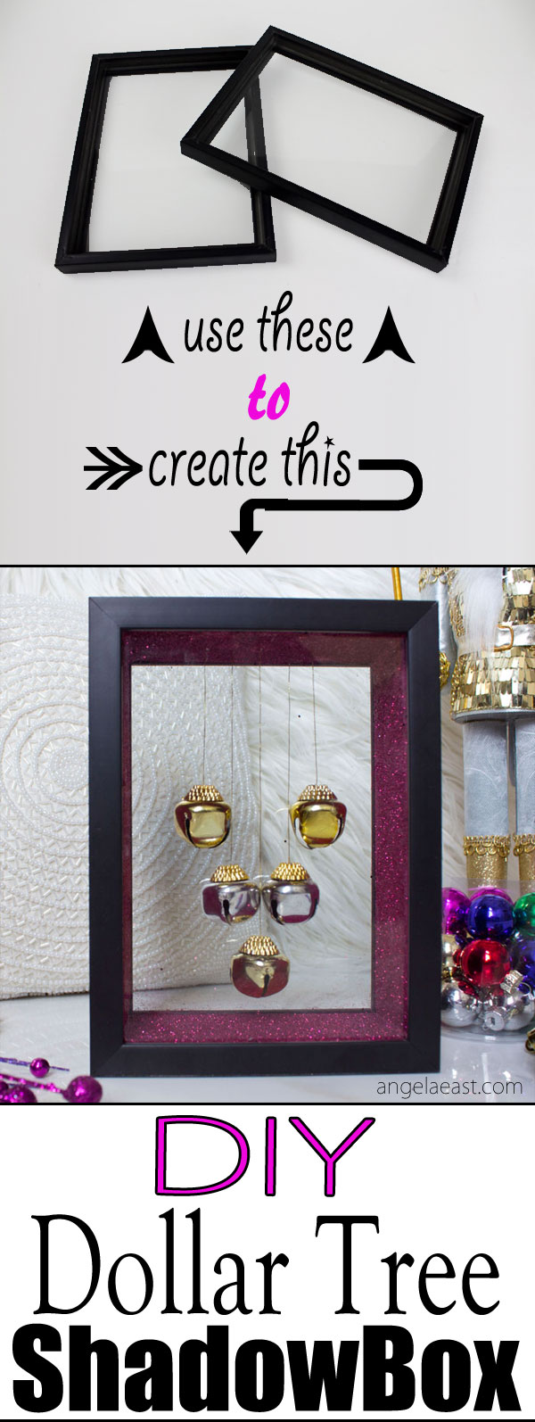 Dollar Tree DIY Christmas Decor - Jingle Bell Shadow Box - Angela East